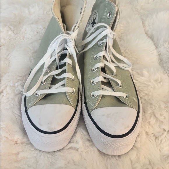 Converse | Shoes | Converse Hightop Platform Sneakers In Sage Green ...